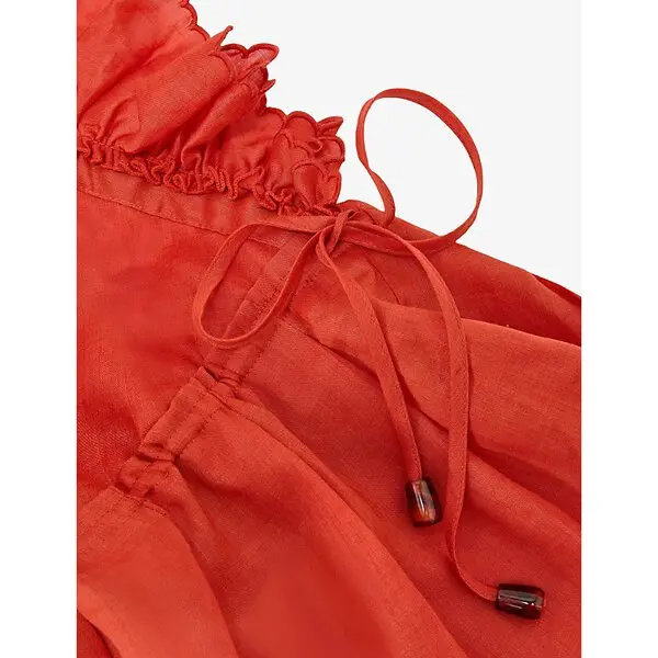 REISS V-neck Ramie-blend Top