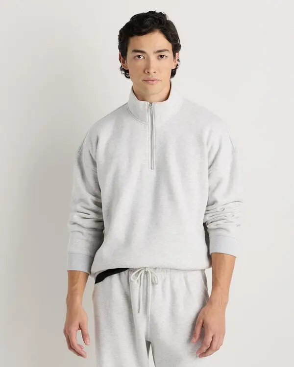 Quince Everyday Fleece Quarter-zip Sweatshirt - Light Heather Grey