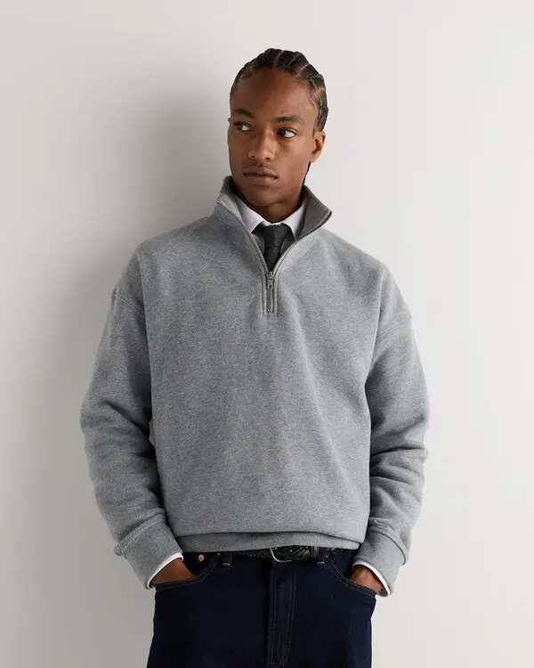 Quince Everyday Fleece Quarter-zip Sweatshirt - Medium Heather Grey