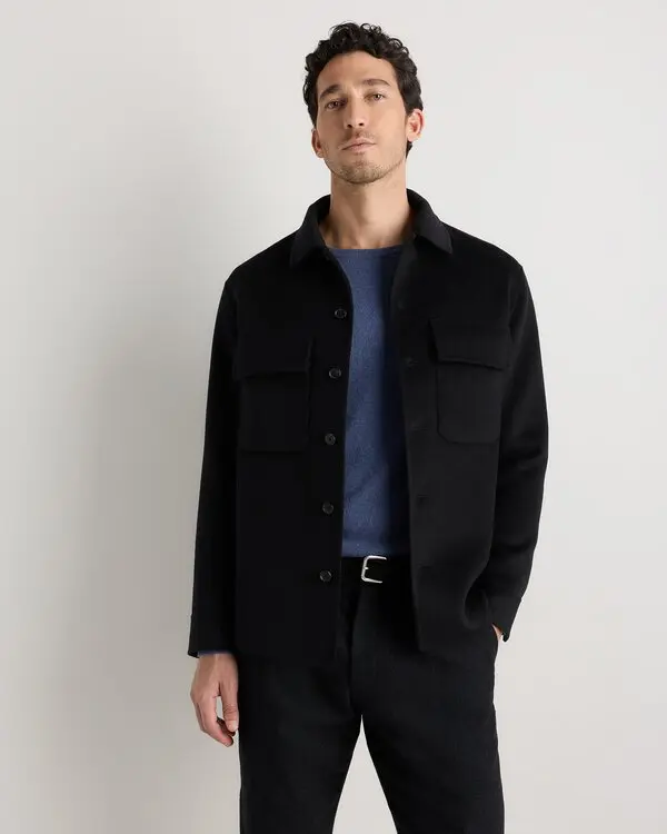 Quince 100% Mongolian Cashmere Double-faced Shirt Jacket - Black