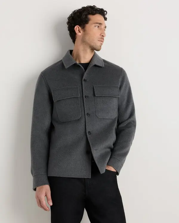 Quince 100% Mongolian Cashmere Double-faced Shirt Jacket - Heather Graphite