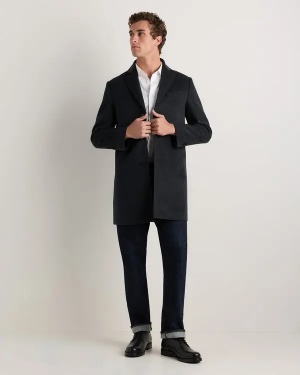 Quince 100% Mongolian Cashmere Overcoat - Heather Graphite
