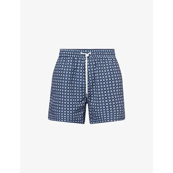 ARNE Mosaic Drawstring Swim Shorts - Navy