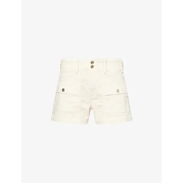 Paige Olivia High-rise Cargo Denim Shorts - Quartz Sand