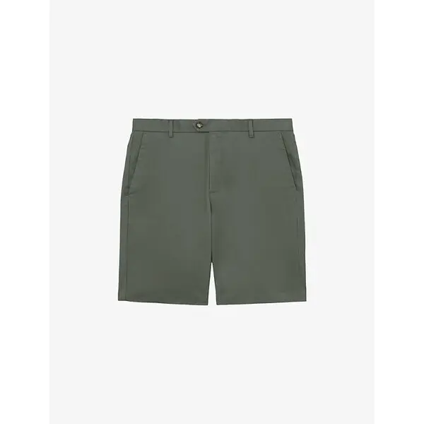 REISS Wicket Straight-leg Stretch-cotton Chino Shorts - Sage Green