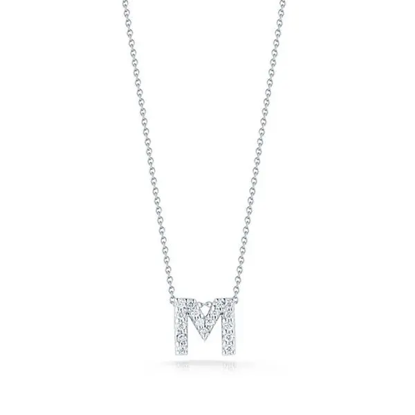 Roberto Coin 18k White Gold Diamond Initial "m" Pendant Necklace - Wg