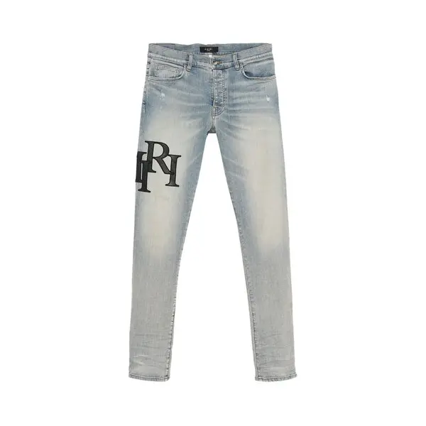Amiri Staggered Logo Skinny Jean - Black