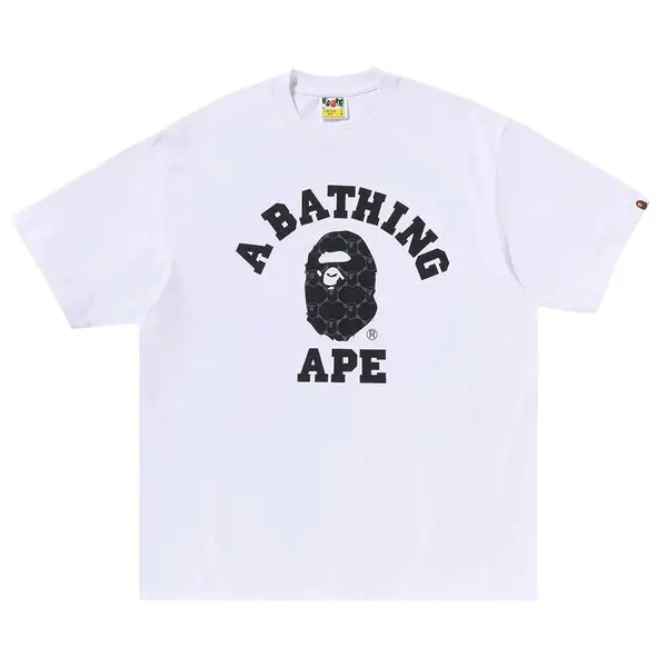 A BATHING APE College Monogram Relaxed Fit Tee - White