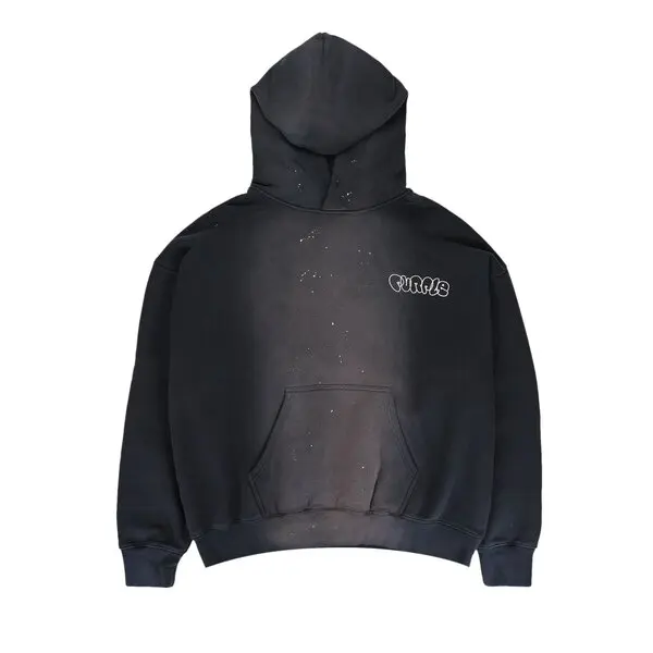 PURPLE BRAND Fleece Pullover Hoodie - Black
