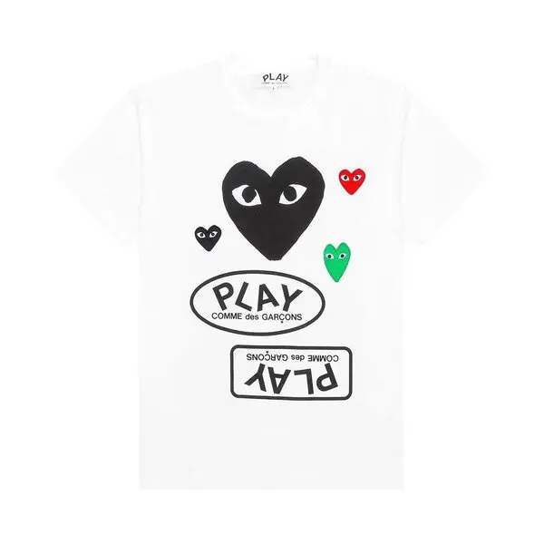 Play Comme Des Garcon Multi Logo Heart T-shirt - White