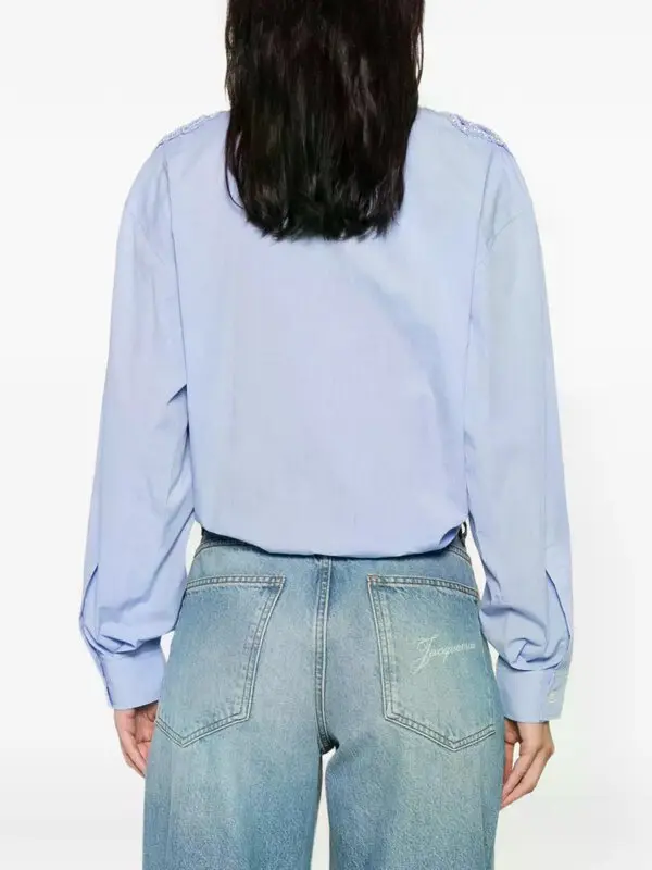Sandro Embellished Cotton Shirt - Blue