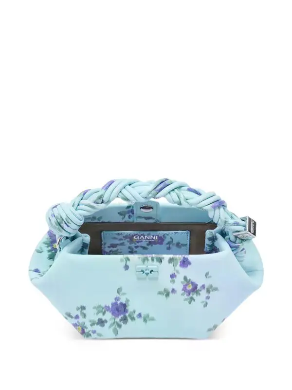 GANNI Floral-print Braided Top Handle Mini Bag - Blue