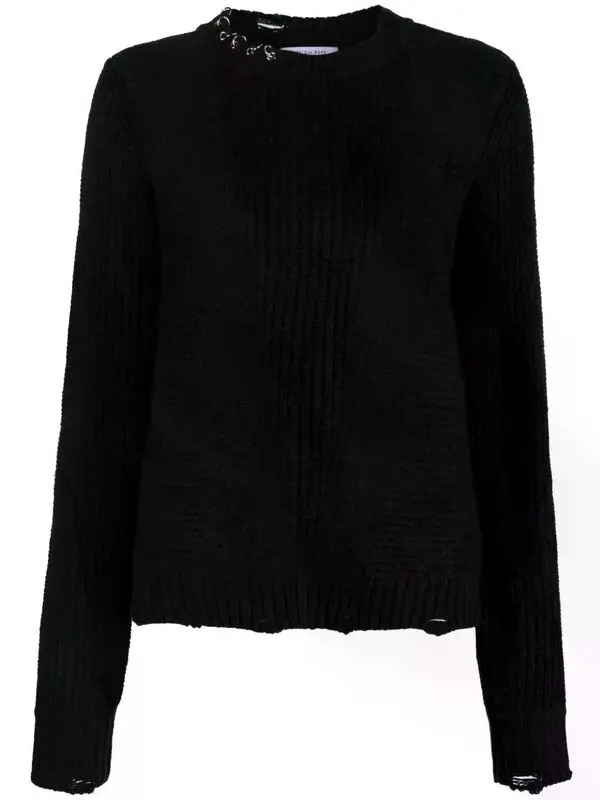 Patrizia Pepe Eyelet-embellished Distressed Jumper