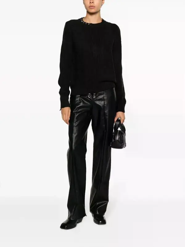 Patrizia Pepe Eyelet-embellished Distressed Jumper