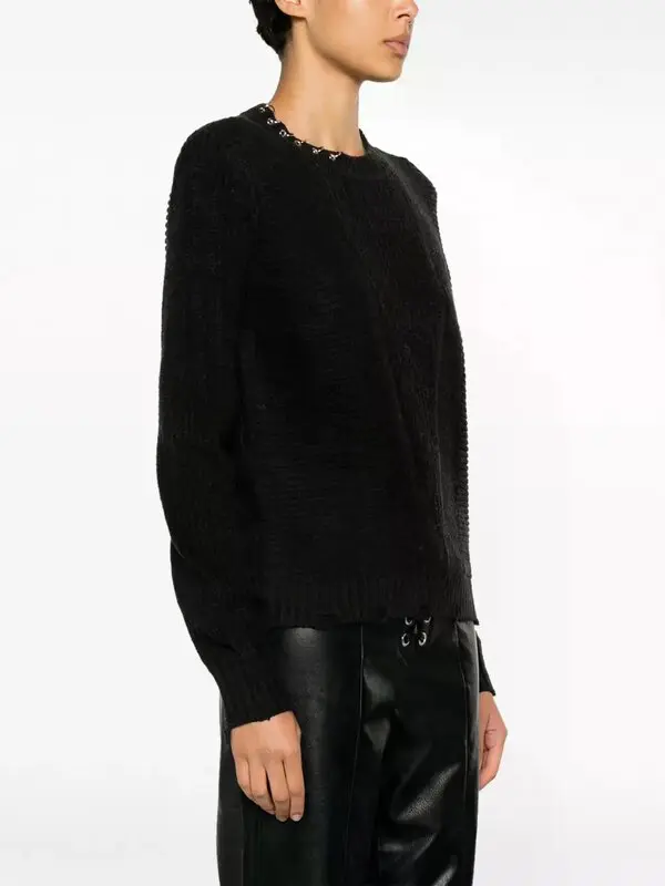 Patrizia Pepe Eyelet-embellished Distressed Jumper