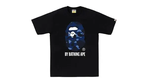 A BATHING APE Camo Bathing Ape Tee Shirt - Black/navy Blue