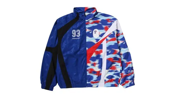 A BATHING APE Split Stand Collar Track Jacket - Blue
