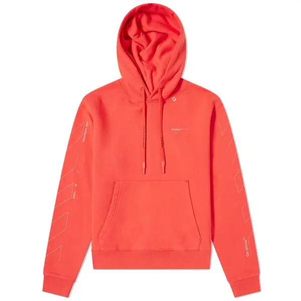 Off-White Diag Unfinished Hoodie - Red/silver