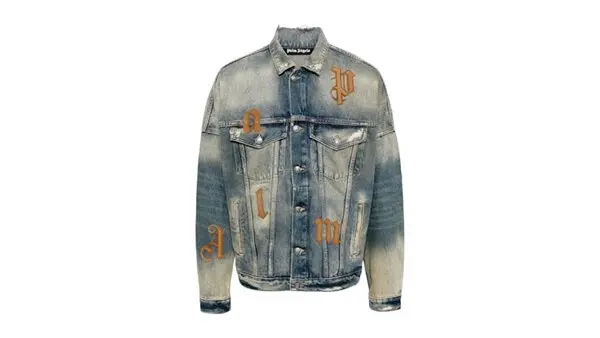 Palm Angels Logo Patch Denim Jacket - Blue/brown
