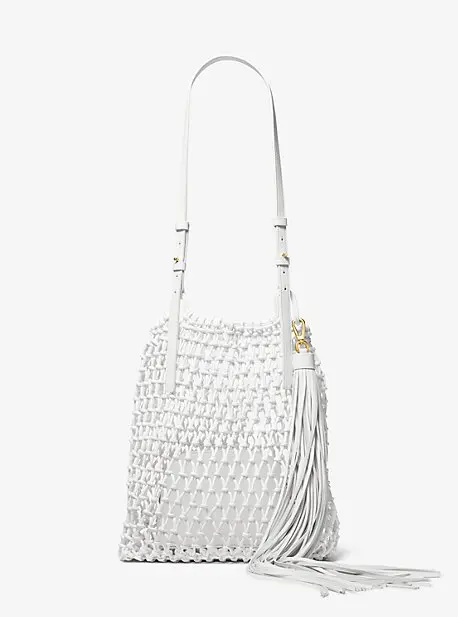 Michael Kors Loli Macramé Shoulder Bag - White