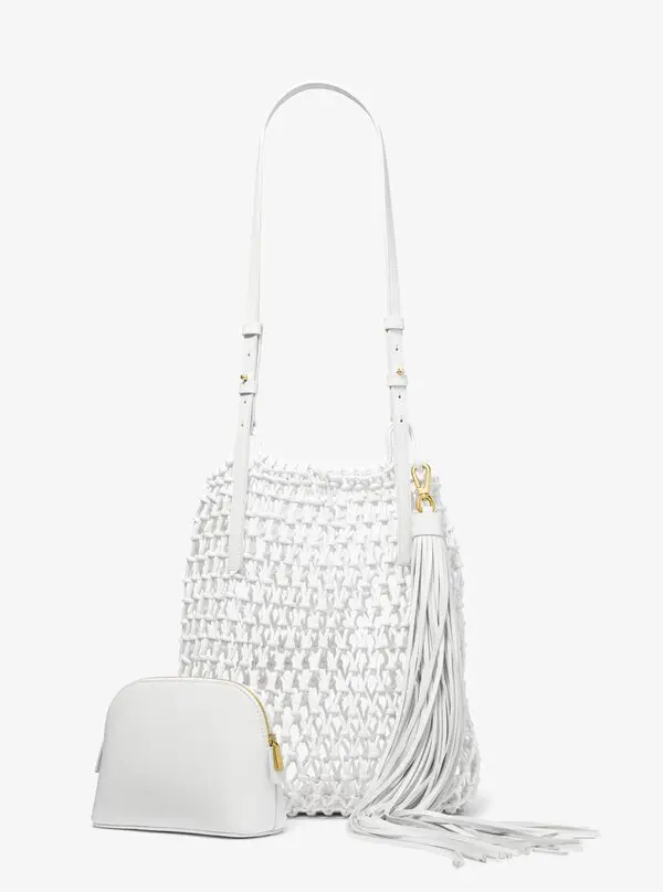 Michael Kors Loli Macramé Shoulder Bag - White