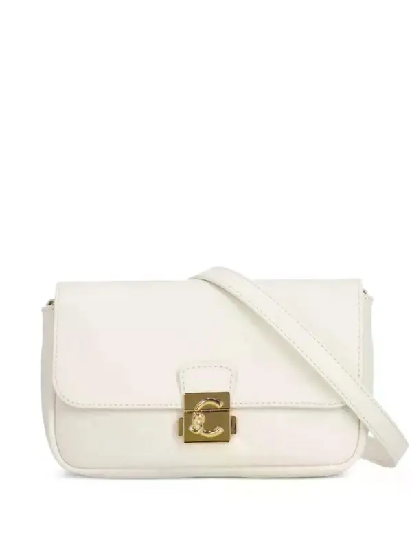 COCCINELLE Leather Shoulder Bag With Logo Plaque - White