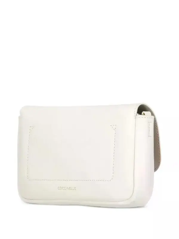 COCCINELLE Leather Shoulder Bag With Logo Plaque - White