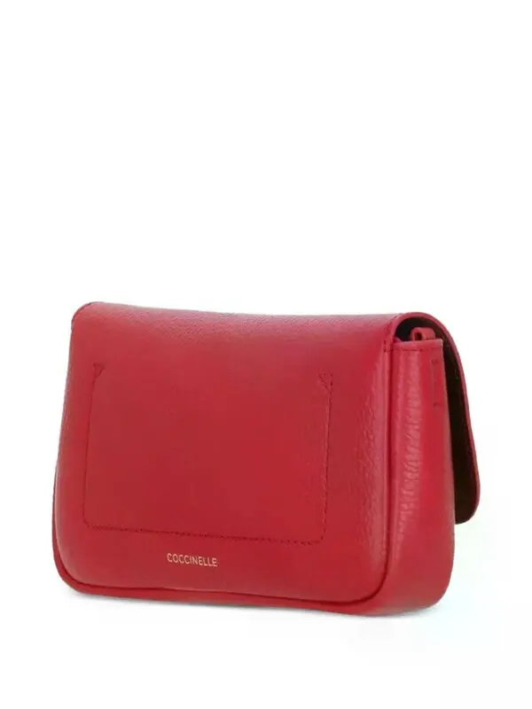 COCCINELLE C-me Lock Pebbled Leather Shoulder Bag - Red