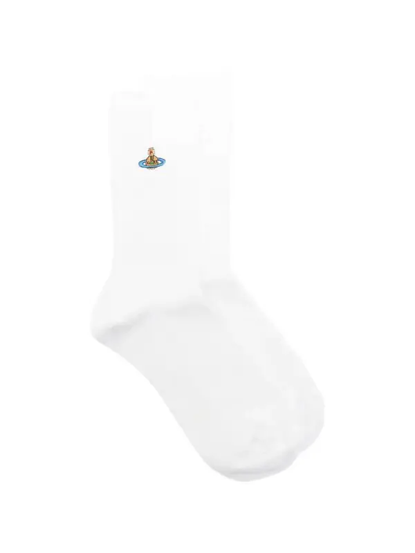 VIVIENNE WESTWOOD Checked Logo Socks - White