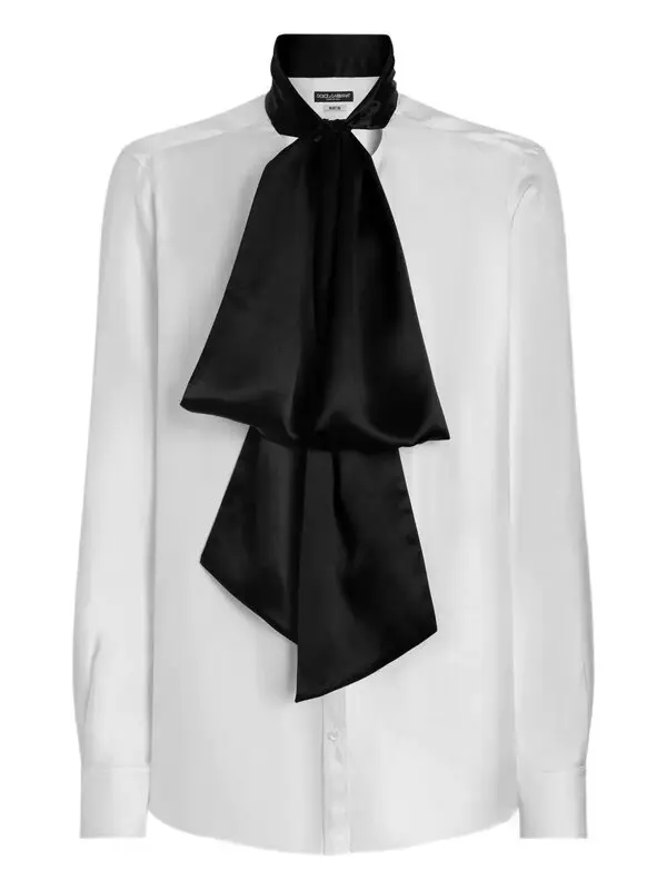 Dolce & Gabbana Pussy Bow-collar Shirt - White