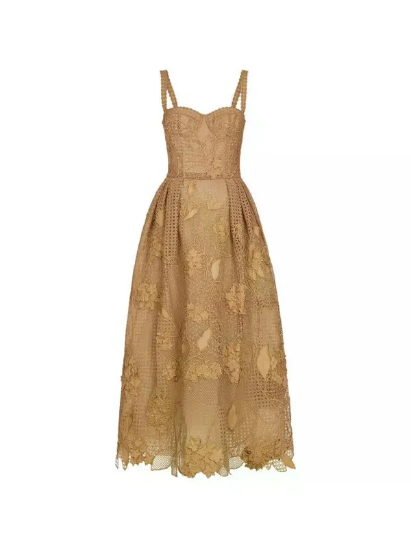 Oscar De La Renta Flower-appliqué Midi Dress - Green
