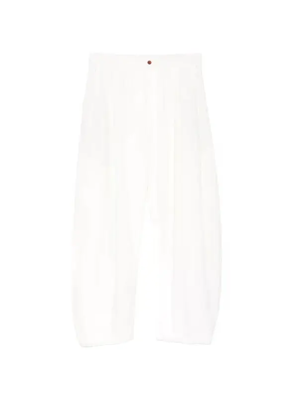 CROQUIS Elasticated Waistband Tapered Trousers - White