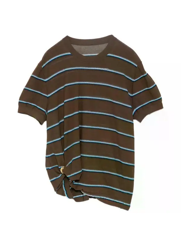 JNBY Striped Knit Top With Buckle Detail - Brown