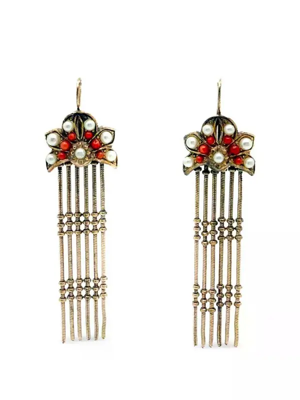 JENNIFER GIBSON JEWELLERY 1970s Victorian Tassel Earrings - Gold