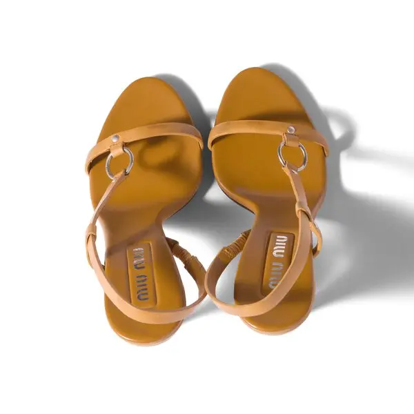 Miu Miu Leather Sandals - Honey