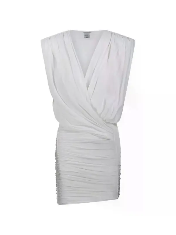 AMAZUIN Draped V-neck Dress - White