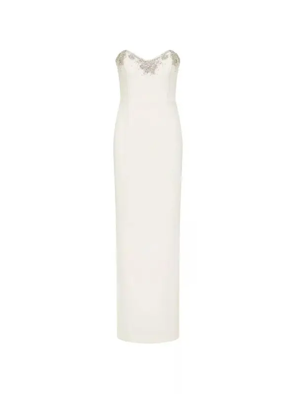 Rebecca Vallance Melva Strapless Beaded Maxi Dress - White