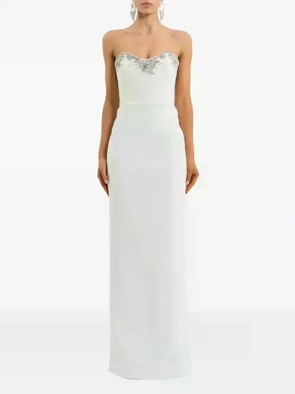Rebecca Vallance Melva Strapless Beaded Maxi Dress - White