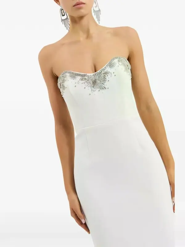 Rebecca Vallance Melva Strapless Beaded Maxi Dress - White