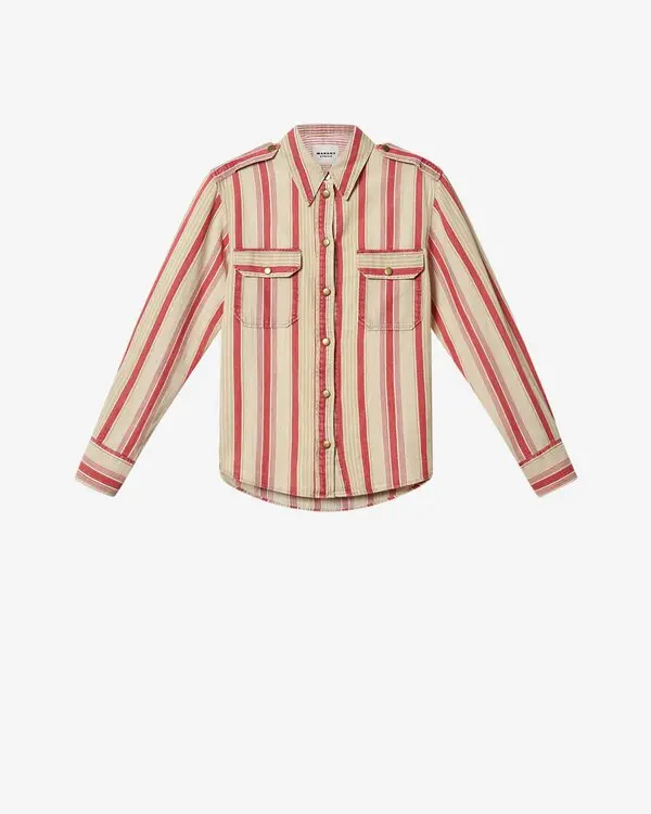 MARANT ETOILE Gelva Striped Shirt - Beige/red