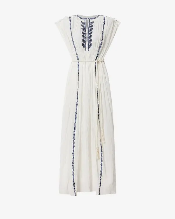 MARANT ETOILE Liviane Dress - Ecru/blue
