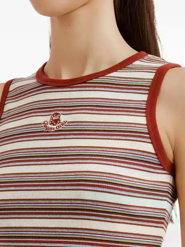 FINGERCROXX Striped Ribbed Tank Top - Neutrals