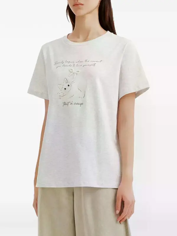 TOUT A COUP Cat-print T-shirt