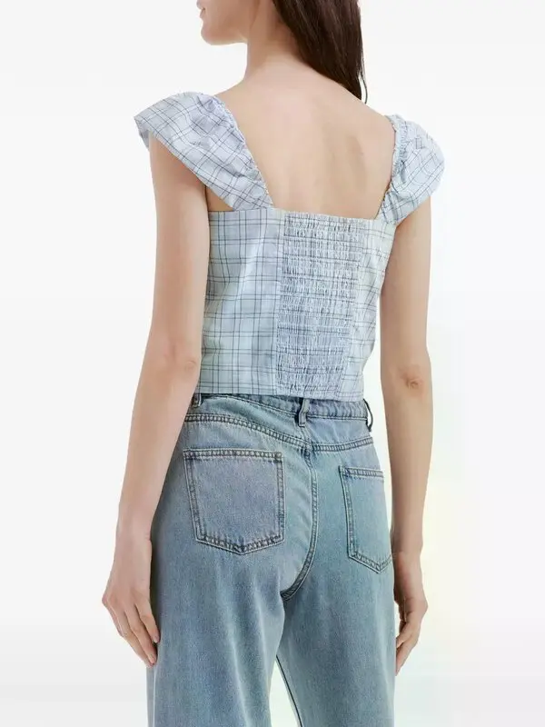 B+AB Check-pattern Sweetheart Top