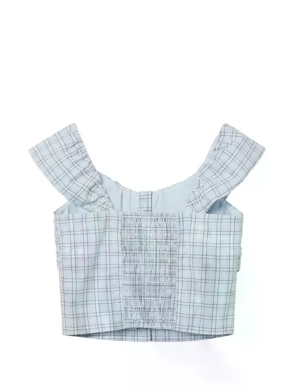 B+AB Check-pattern Sweetheart Top