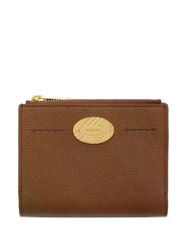 Burberry Check Engraved Leather Bifold Wallet - Brown
