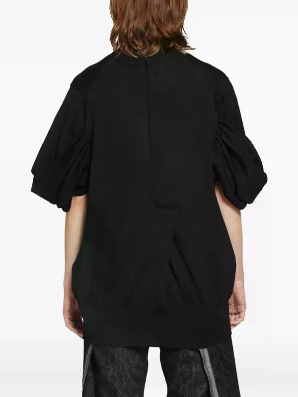 Junya Watanabe Gathered-sleeves V-neck Sweater - Black