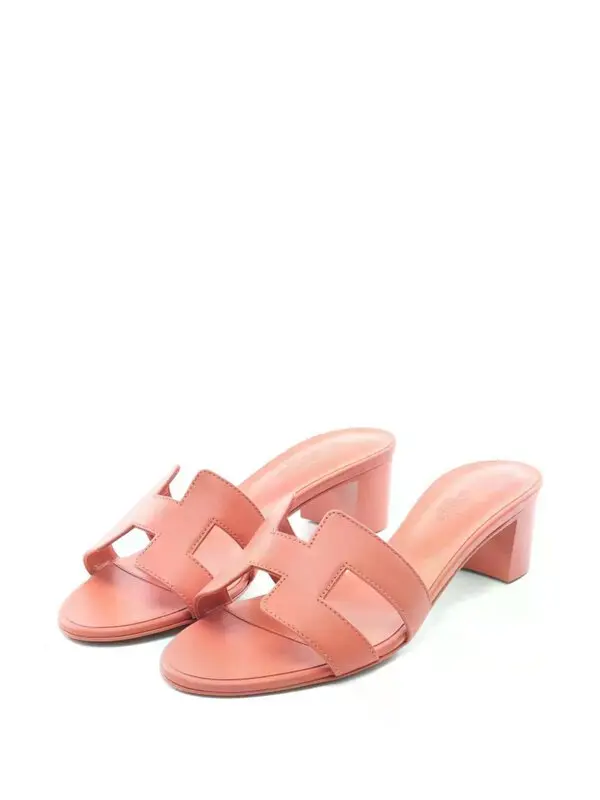 Hermès Leather Heeled Sandals - Pink