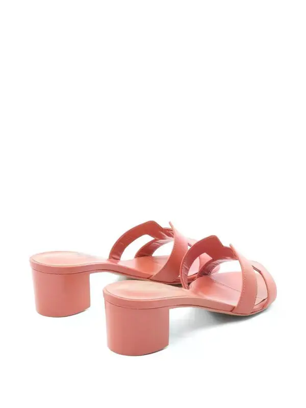 Hermès Leather Heeled Sandals - Pink