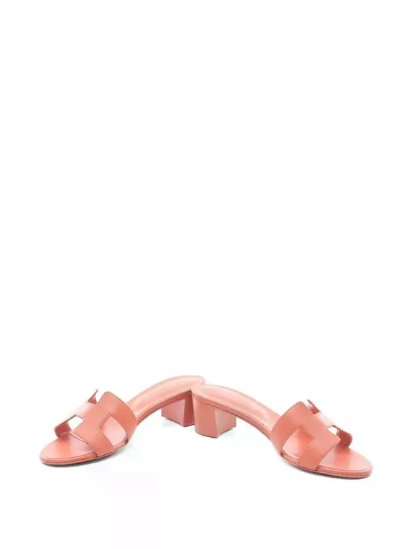Hermès Leather Heeled Sandals - Pink